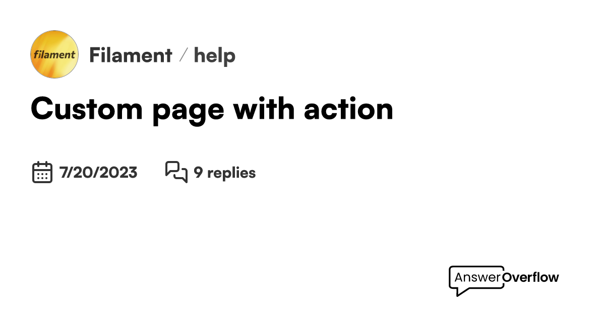 Custom page with action - Filament