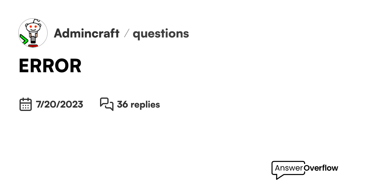 ERROR. - Admincraft