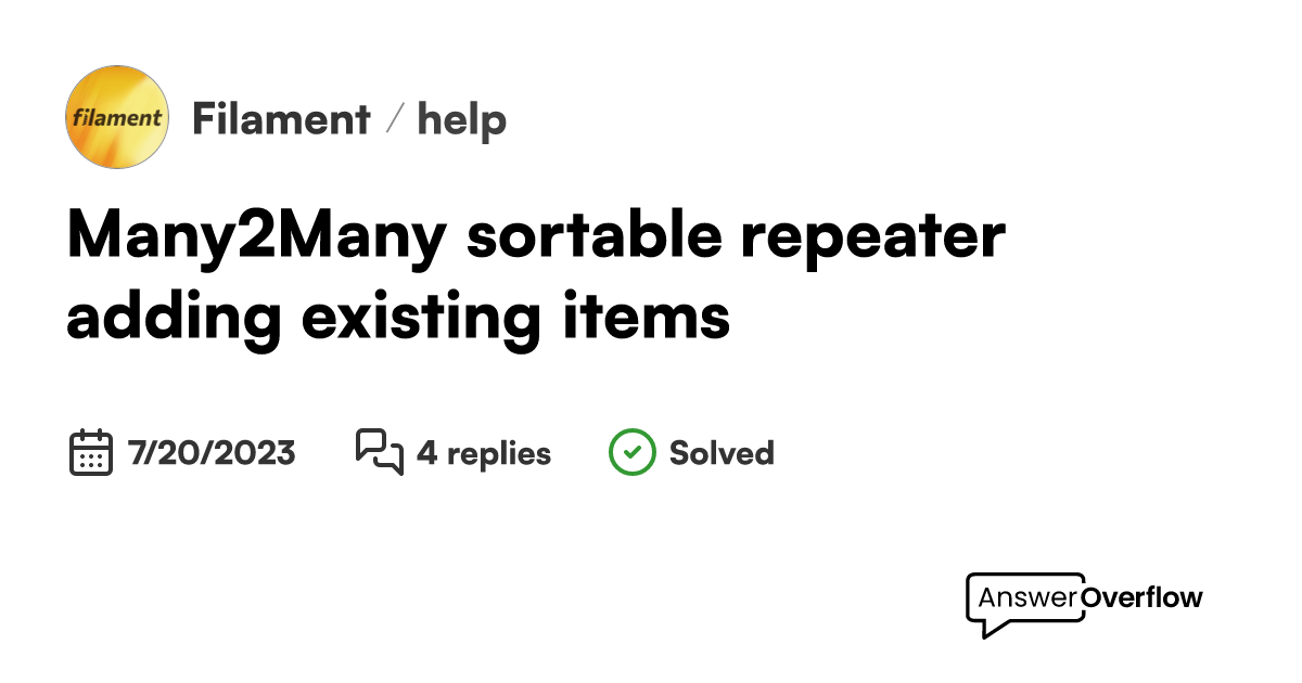 Many2Many sortable repeater, adding existing items. - Filament