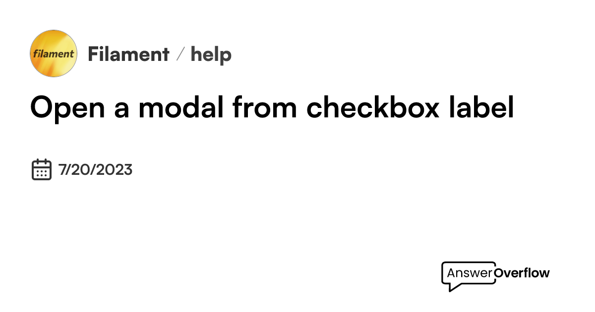 Open a modal from checkbox label - Filament