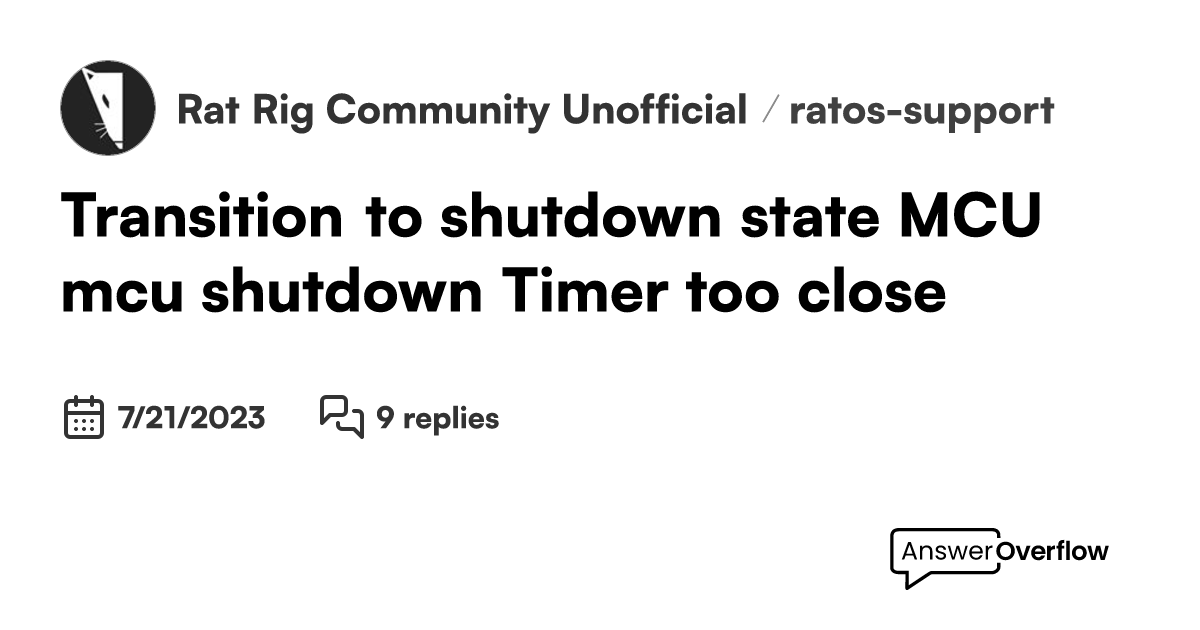 Transition to shutdown state: MCU 'mcu' shutdown: Timer too close - Rat Rig Community [Unofficial]