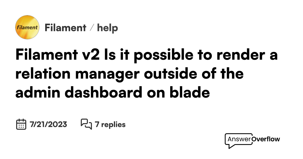 Filament v2 Is it possible to render a relation manager outside of the admin dashboard on blade ...