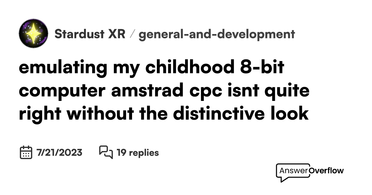 emulating my childhood 8-bit computer (amstrad cpc) isn't quite right without the distinctive ...