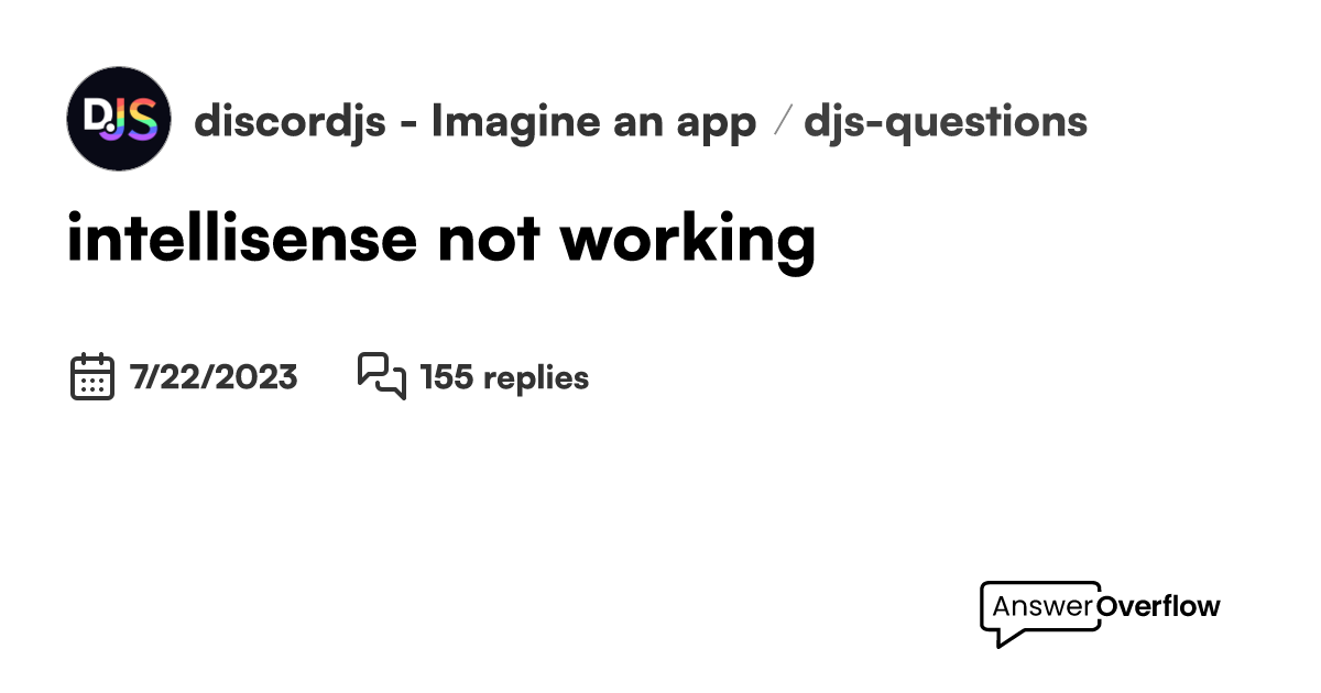 intellisense not working - discord.js - Imagine an app
