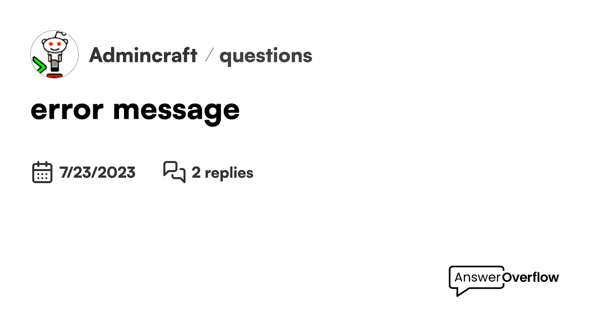 error message - Admincraft