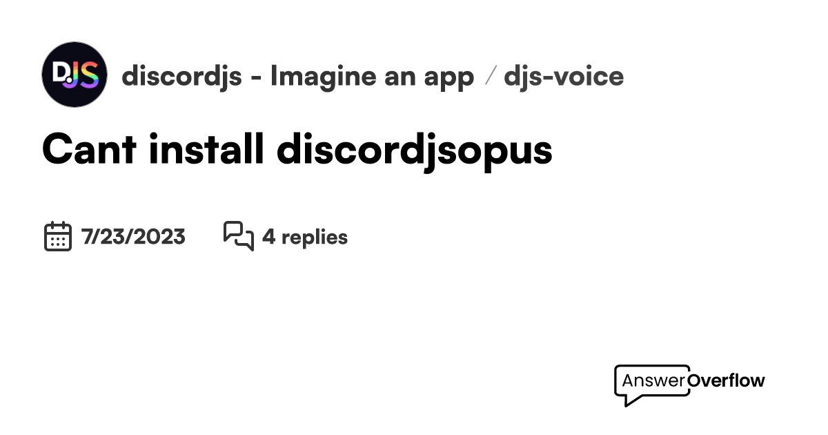 Can't install @discordjs/opus. - discord.js - Imagine an app