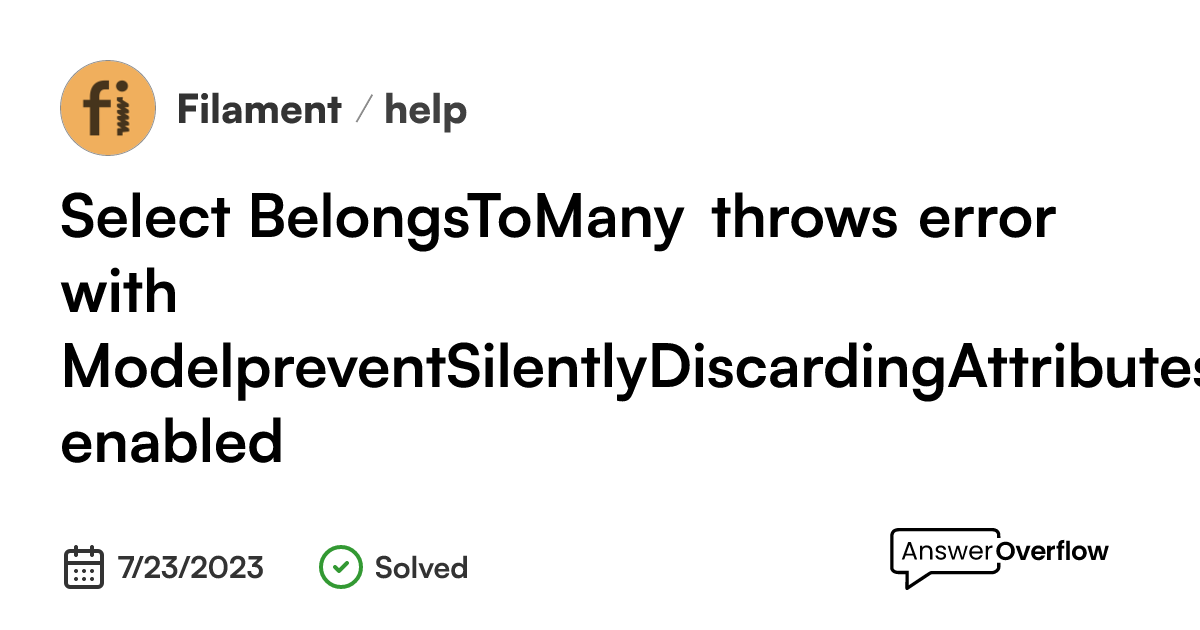 Select (BelongsToMany) throws error with Model ...