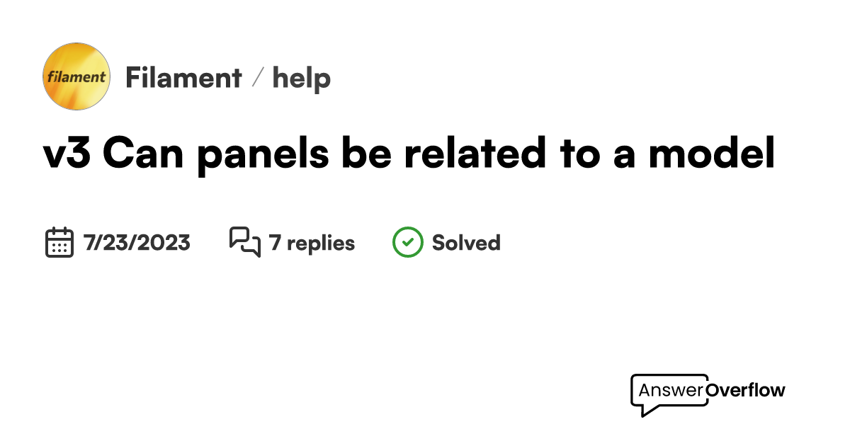 [v3] Can panels be related to a model? - Filament