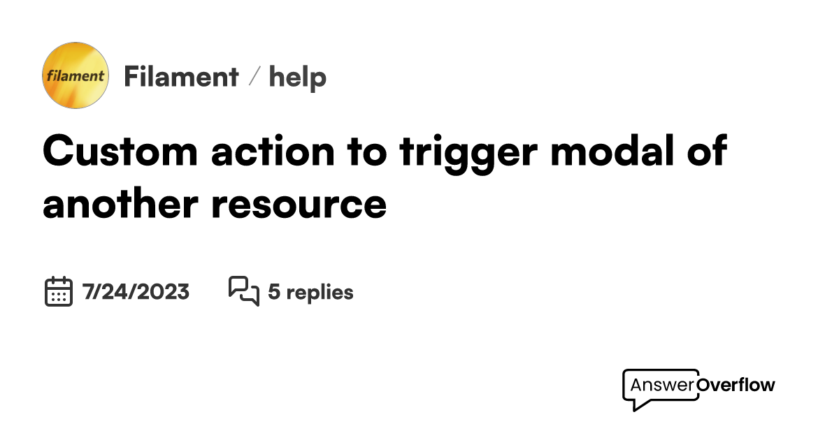 Custom action to trigger modal of another resource - Filament