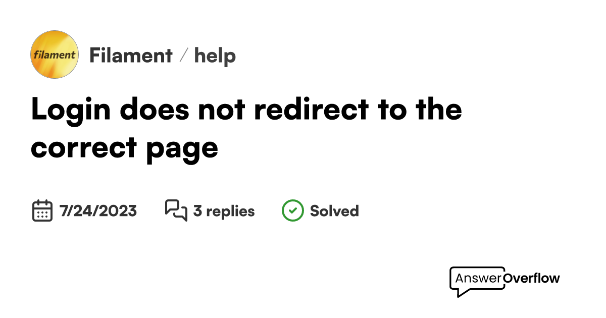 Login does not redirect to the correct page - Filament