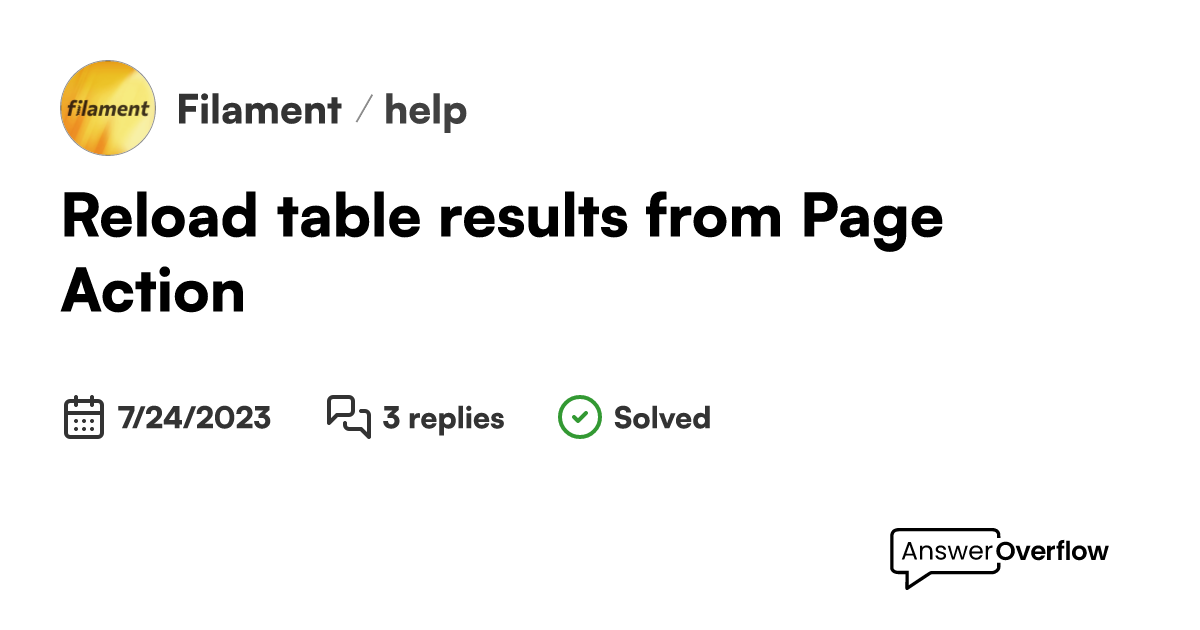 Reload Table Results From Page Action Filament