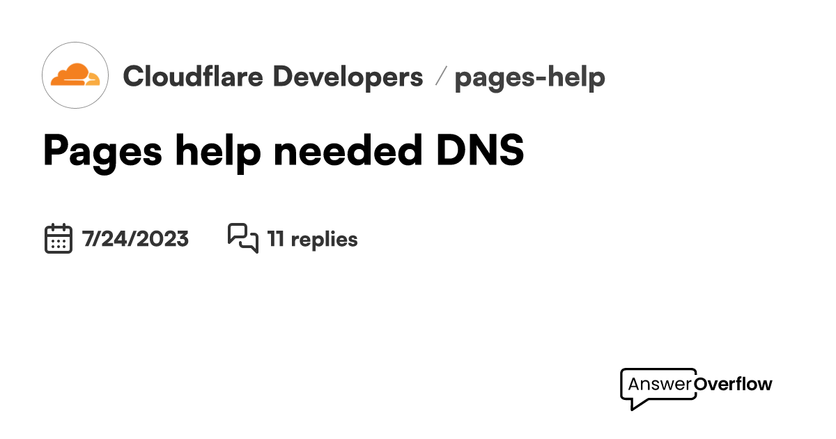 Pages help needed DNS - Cloudflare Developers