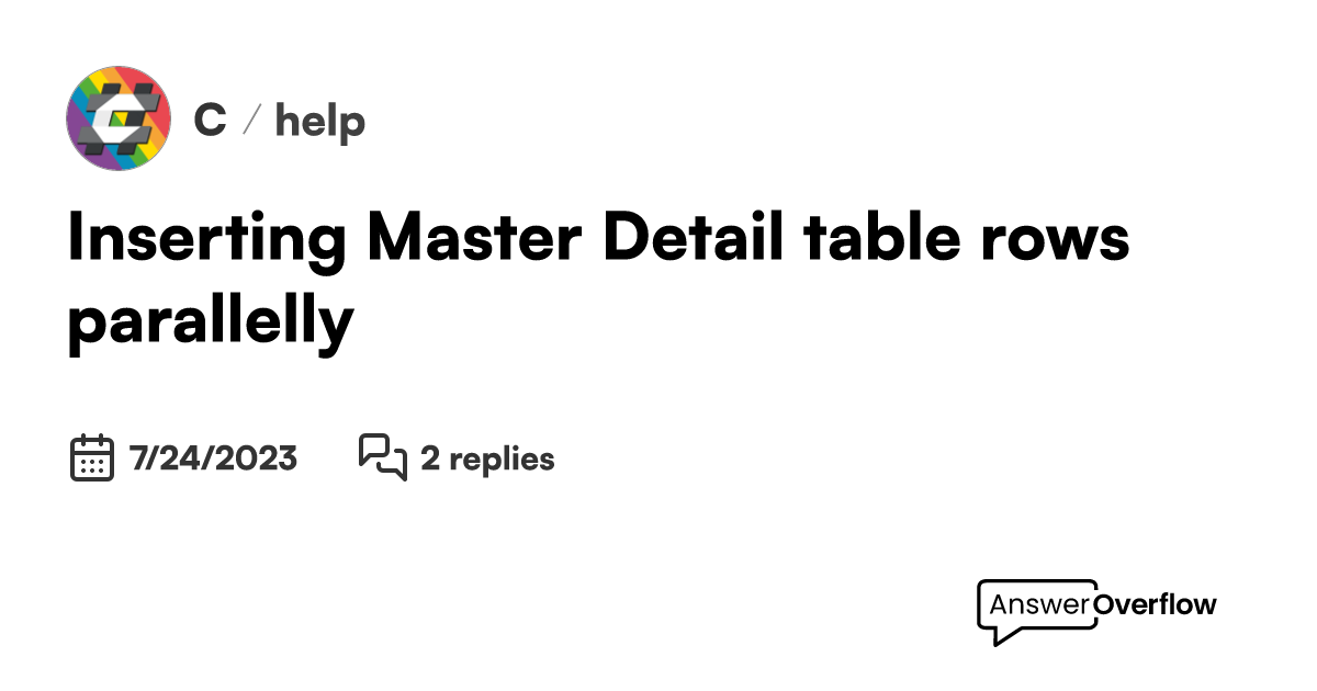 Inserting Master Detail table rows parallelly - C#
