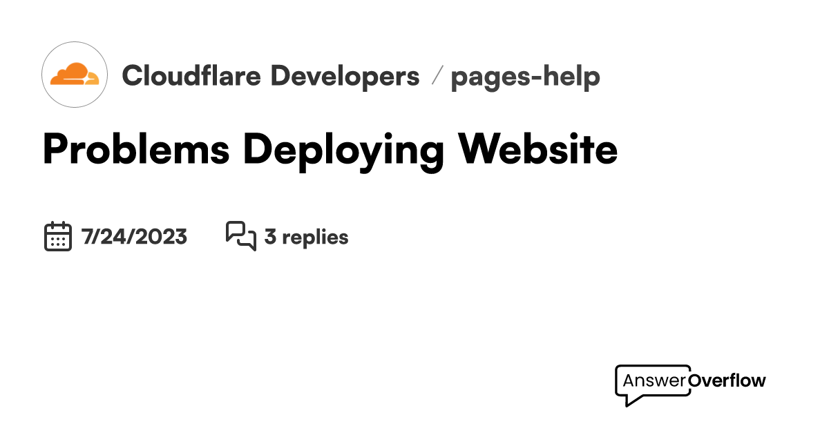 Problems Deploying Website Cloudflare Developers
