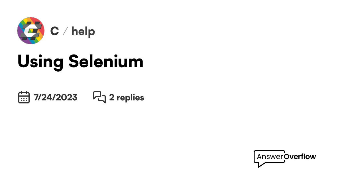 Using Selenium - C#