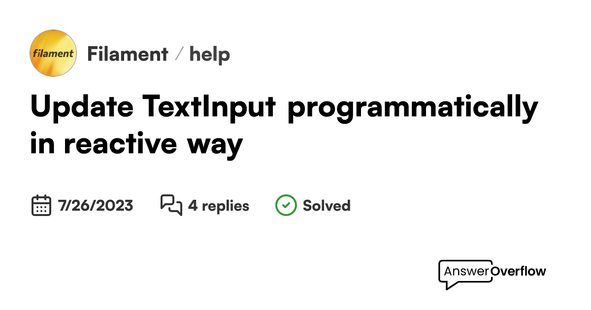 Update TextInput programmatically in reactive way - Filament