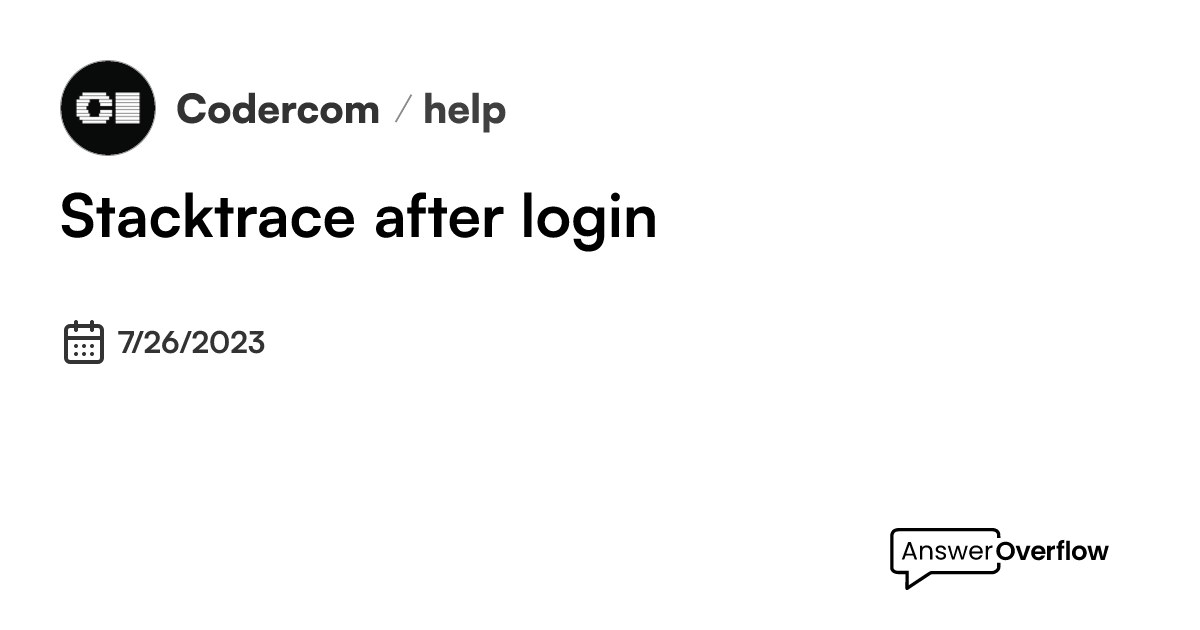 Stacktrace after login - Coder.com