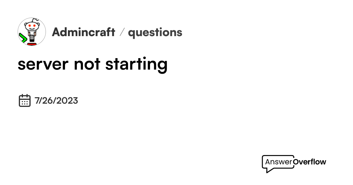 server not starting - Admincraft