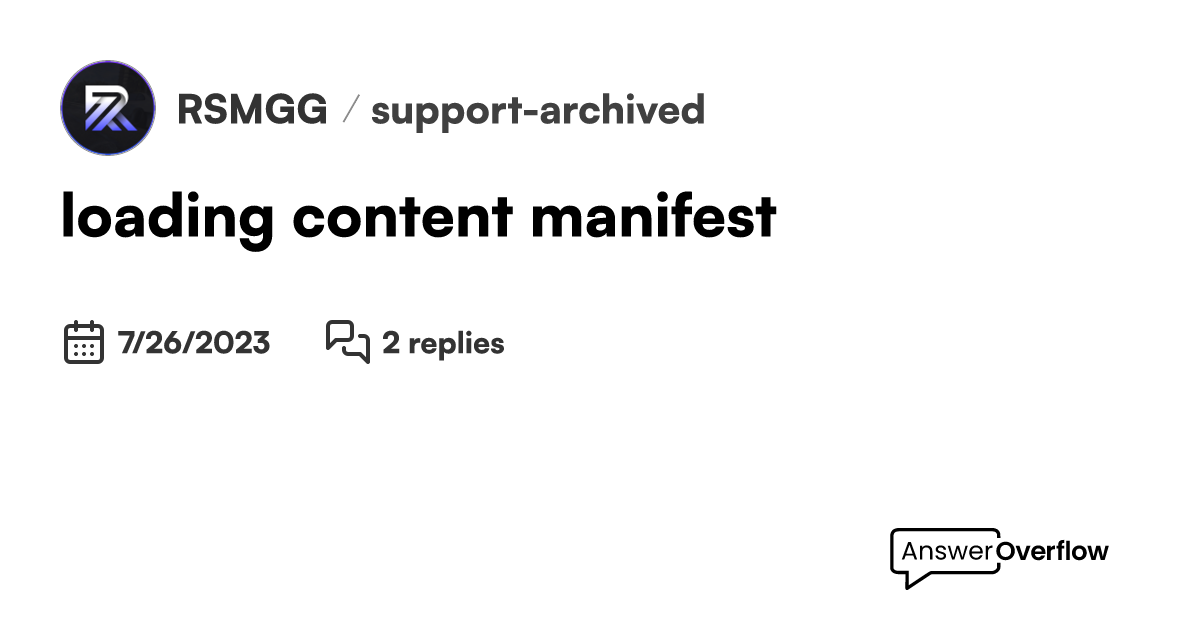 loading content manifest.... - RSM.GG