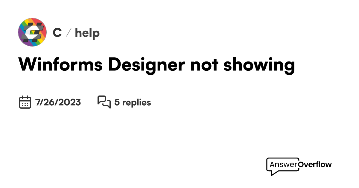 Winforms Designer Not Showing C 8264