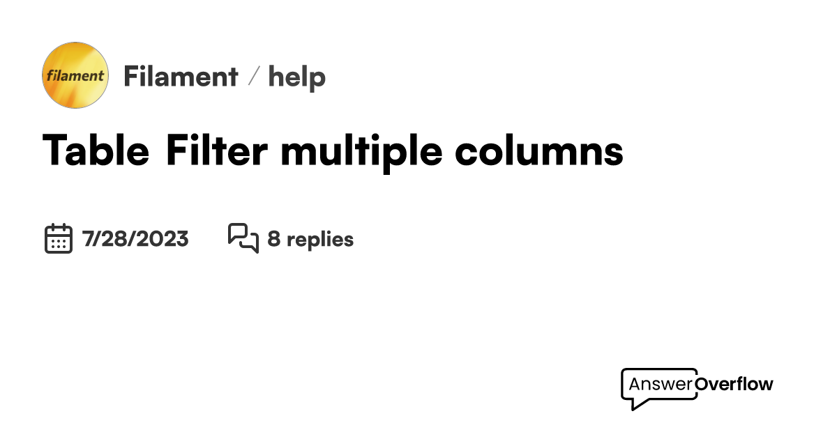 Table Filter multiple columns - Filament