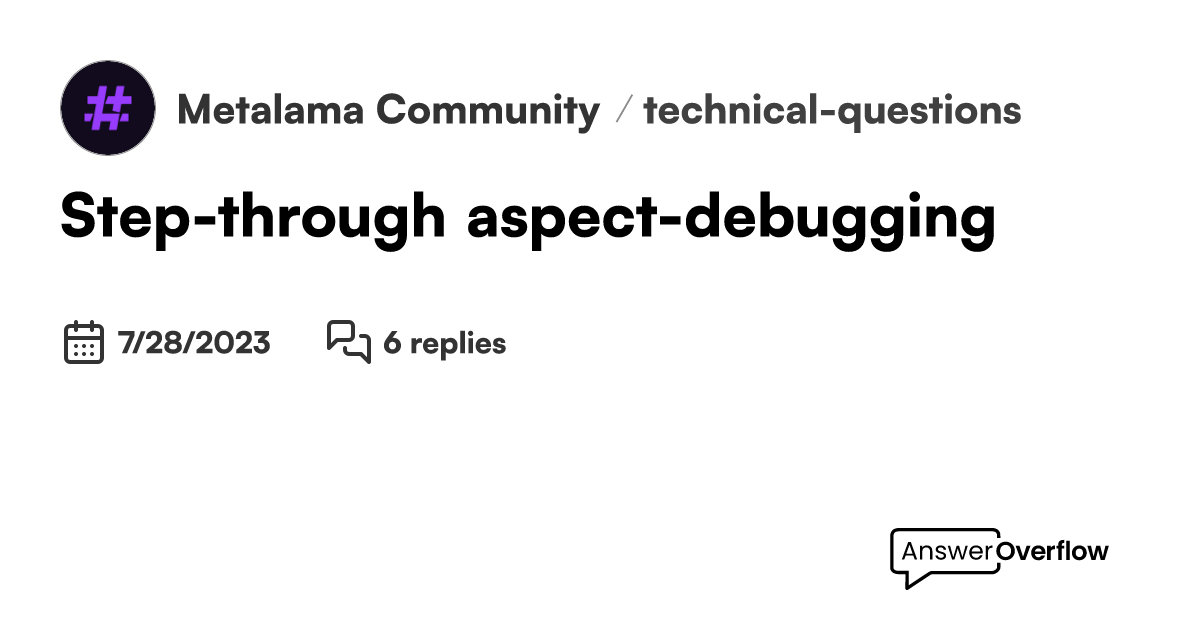 Step-through aspect-debugging - Metalama Community