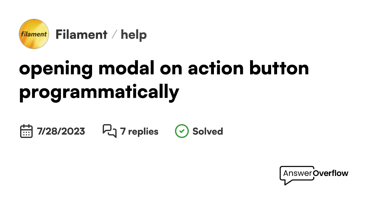 opening modal on action button programmatically - Filament