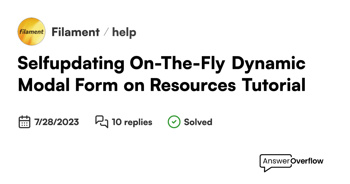 Selfupdating / On-The-Fly / Dynamic Modal Form on Resources (Tutorial) - Filament