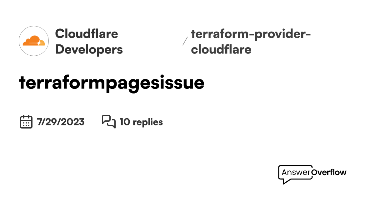 Terraformpagesissue Cloudflare Developers