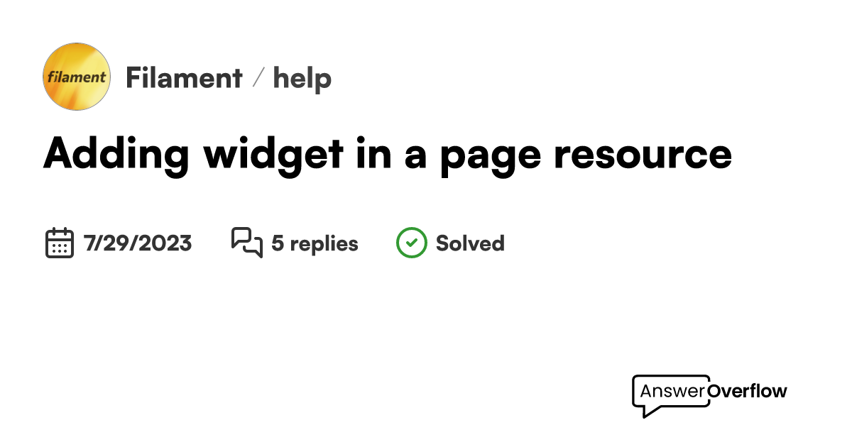 Adding widget in a page resource - Filament