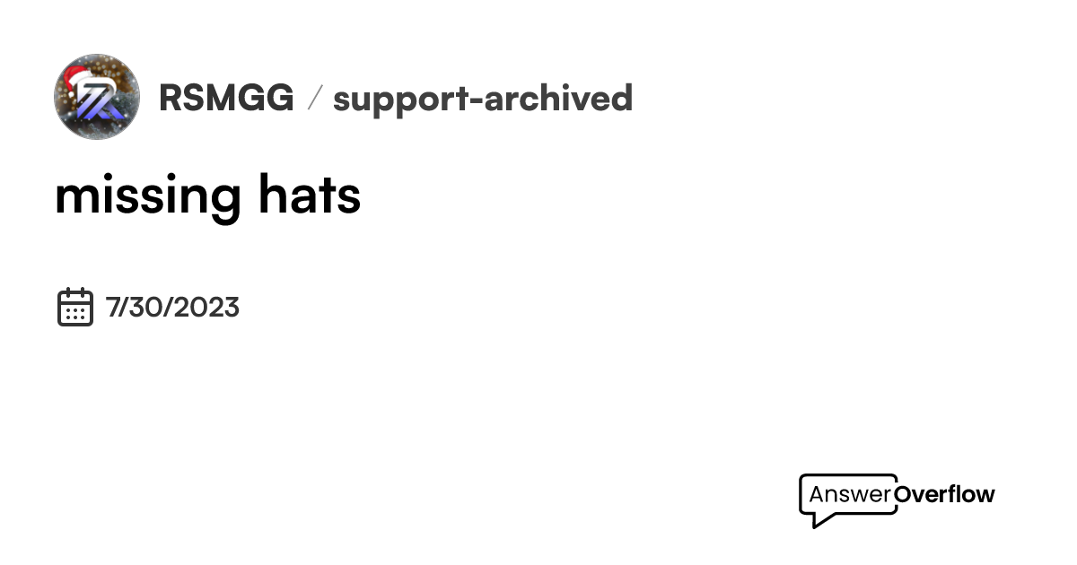 missing hats?!?! - RSM.GG