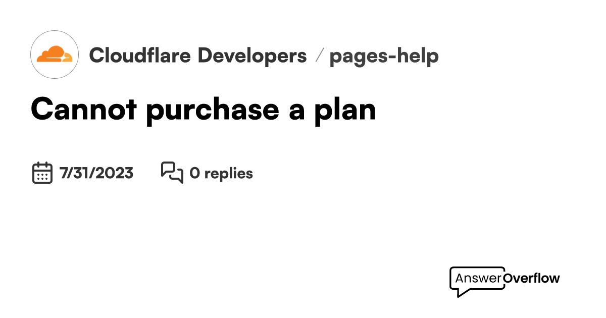 Cannot Purchase A Plan Cloudflare Developers 