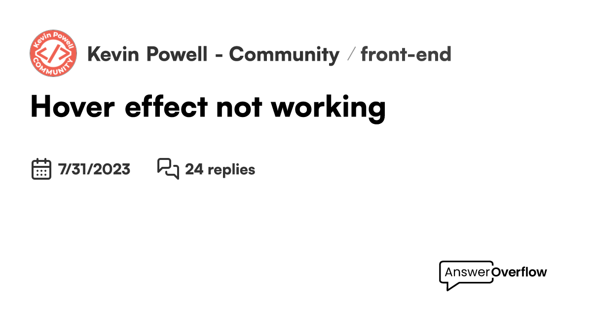Hover effect not working - Kevin Powell - Community
