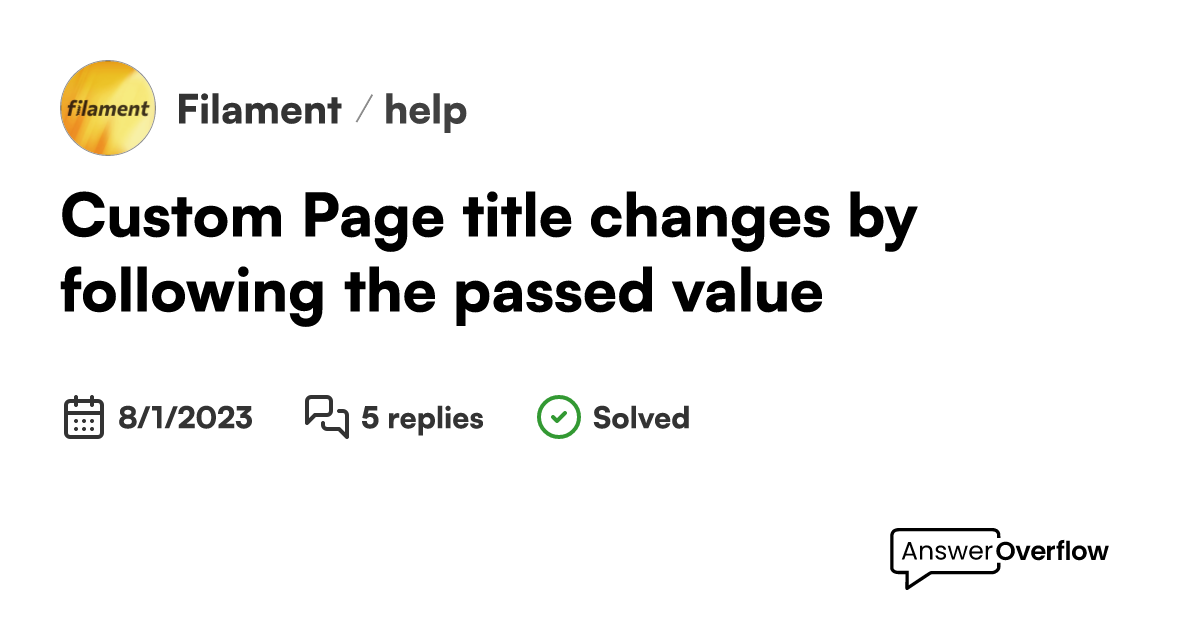 Custom Page title changes by following the passed value - Filament