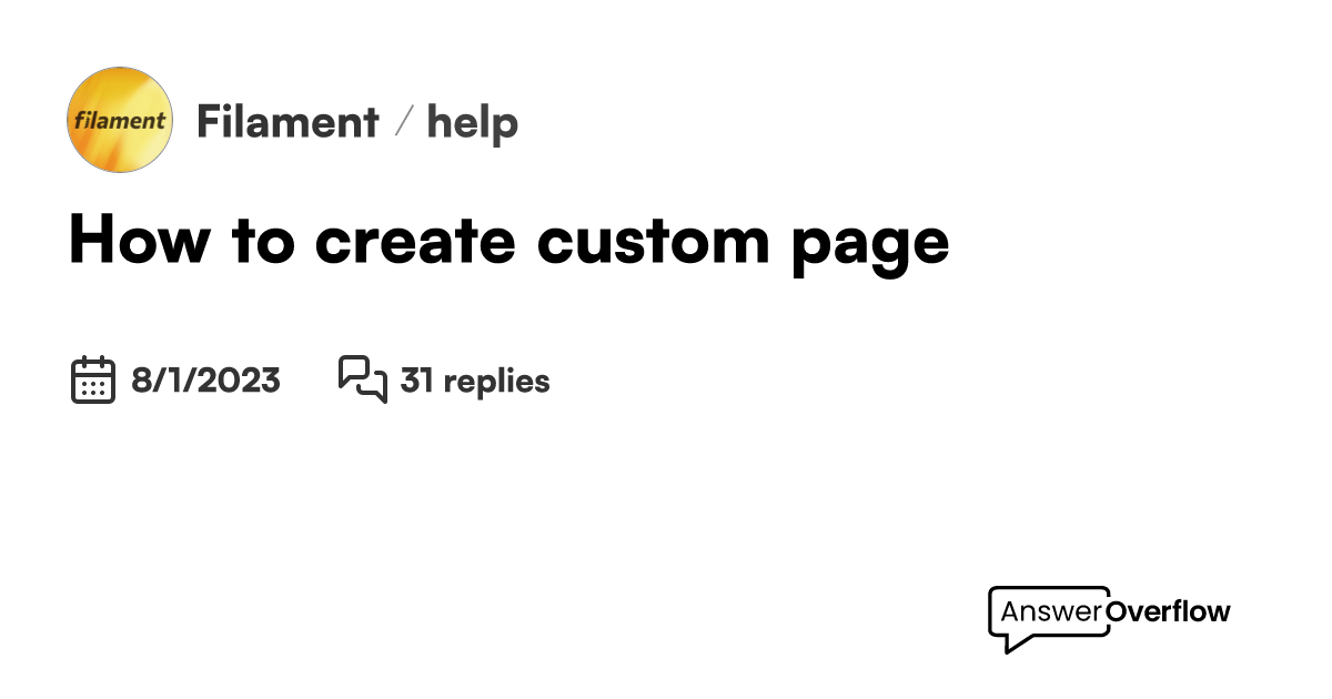How to create custom page - Filament