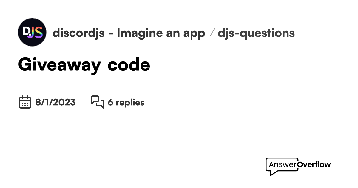 Giveaway code - discord.js - Imagine an app