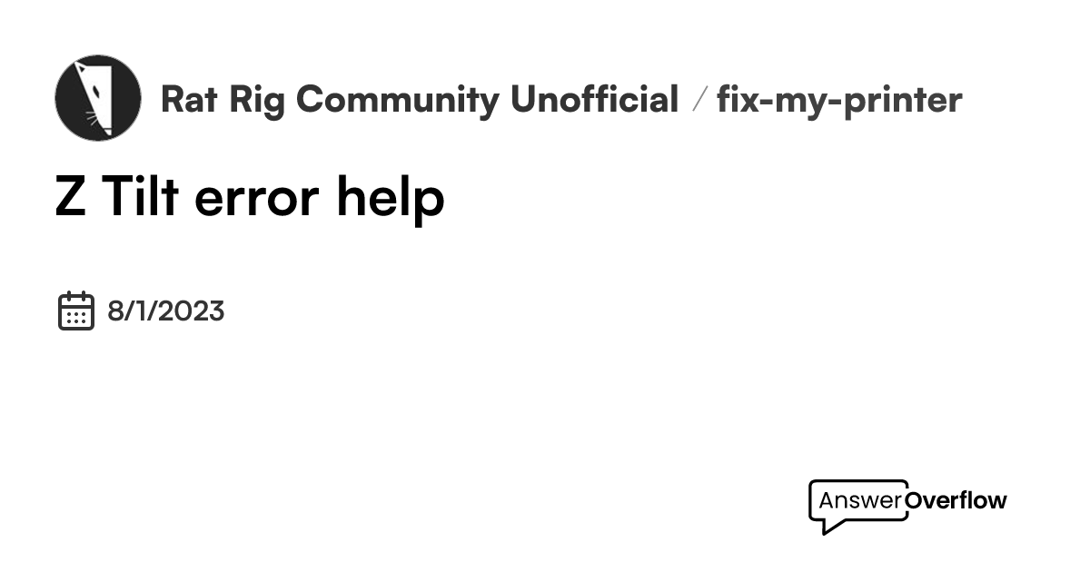 Z Tilt error help - Rat Rig Community [Unofficial]