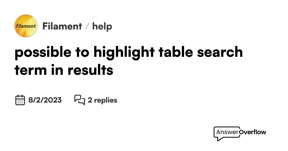 possible to highlight table search term in results? - Filament