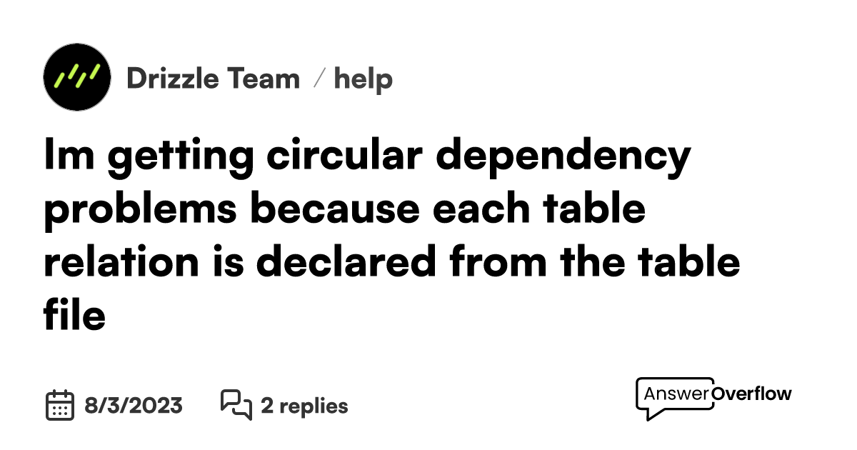 Im Getting Circular Dependency Problems Because Each Table Relation Is Declared From The Table