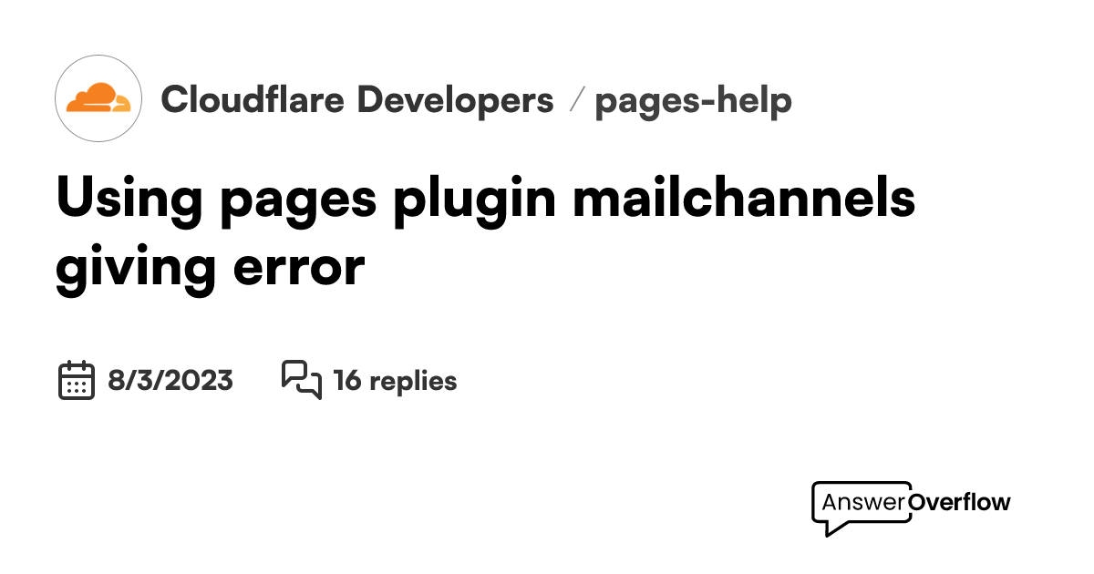Using pages plugin mailchannels giving error - Cloudflare Developers