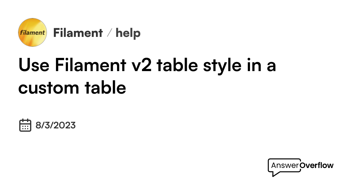 Use Filament v2 table style in a custom table - Filament
