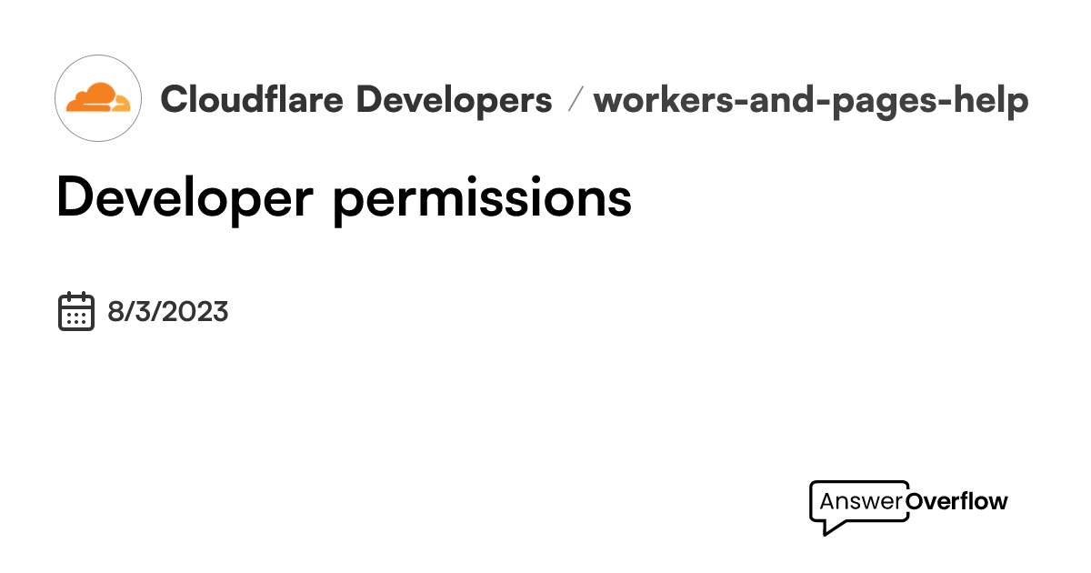 Developer permissions - Cloudflare Developers