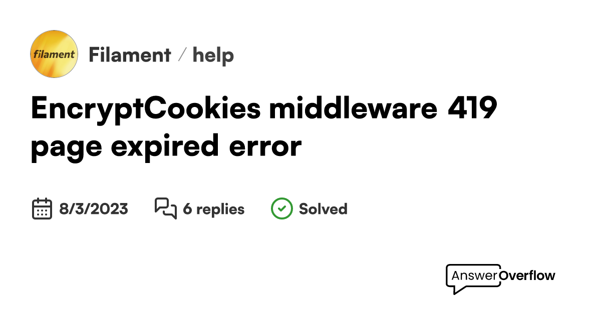 EncryptCookies middleware 419 page expired error - Filament