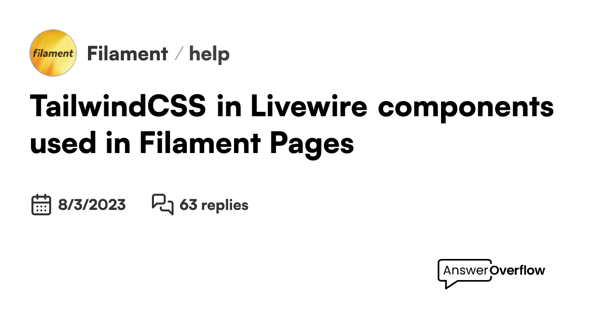 TailwindCSS in Livewire components used in Filament Pages - Filament
