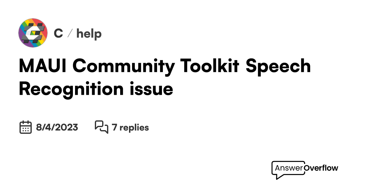 MAUI Community Toolkit Speech Recognition issue - C#