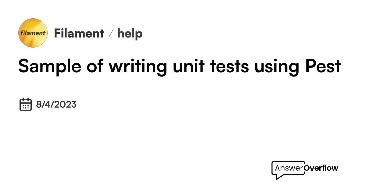 Sample of writing unit tests using Pest - Filament