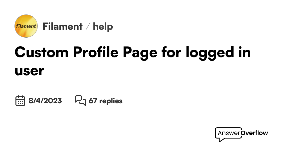 Custom Profile Page for logged in user - Filament