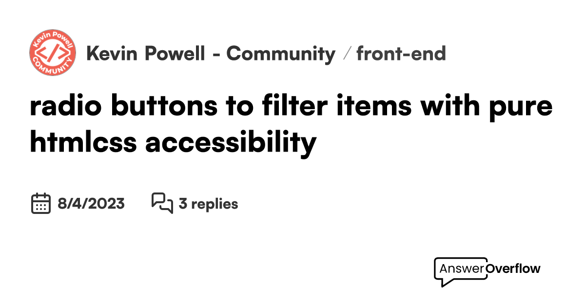 Radio Buttons To Filter Items With Pure Htmlcss And Accessibility