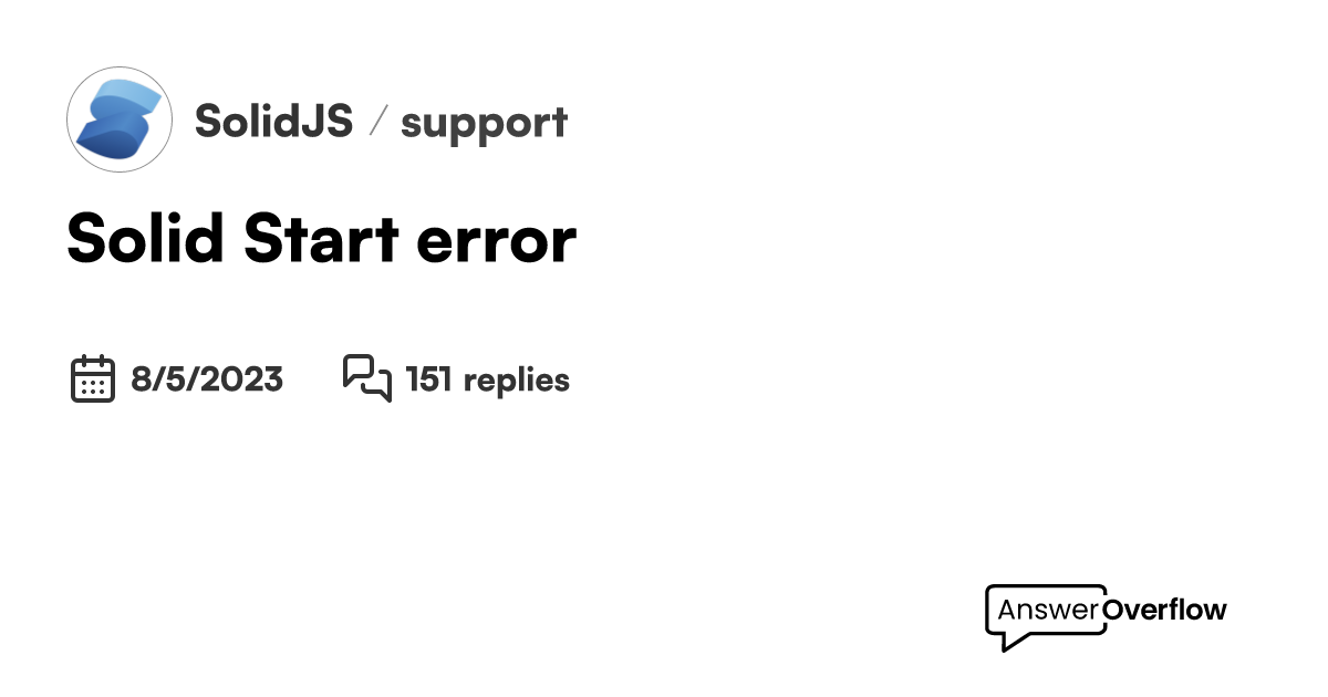 Solid Start error - SolidJS