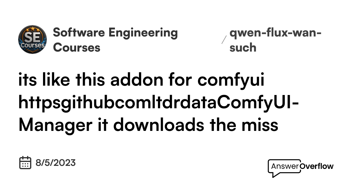 its like this addon for comfyui: https://github.com/ltdrdata/ComfyUI-Manager it downloads the ...